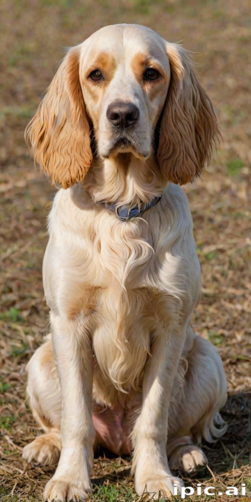 A Beautiful Golden Cocker Spaniel Sitting Proudly in a Sunny Field.