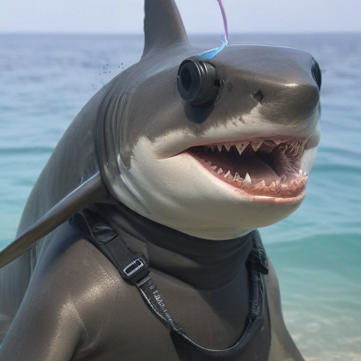 s shark with laser guns strapped to its head.