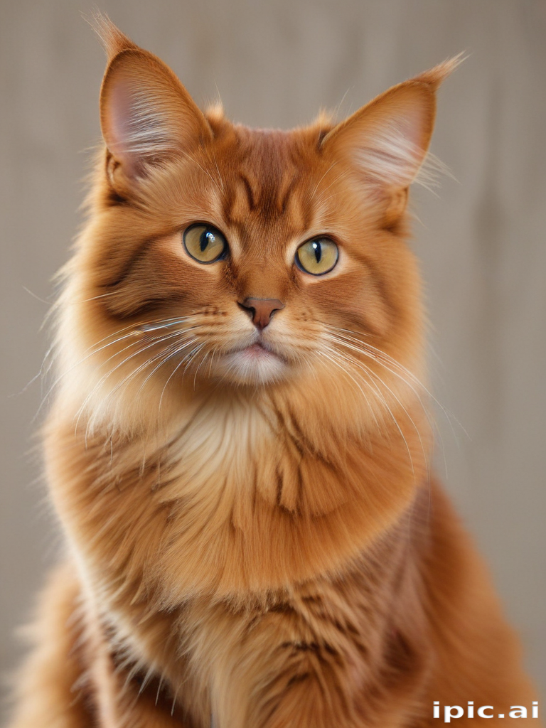 A Majestic Ginger Cat with Striking Eyes and Luxurious Fur.