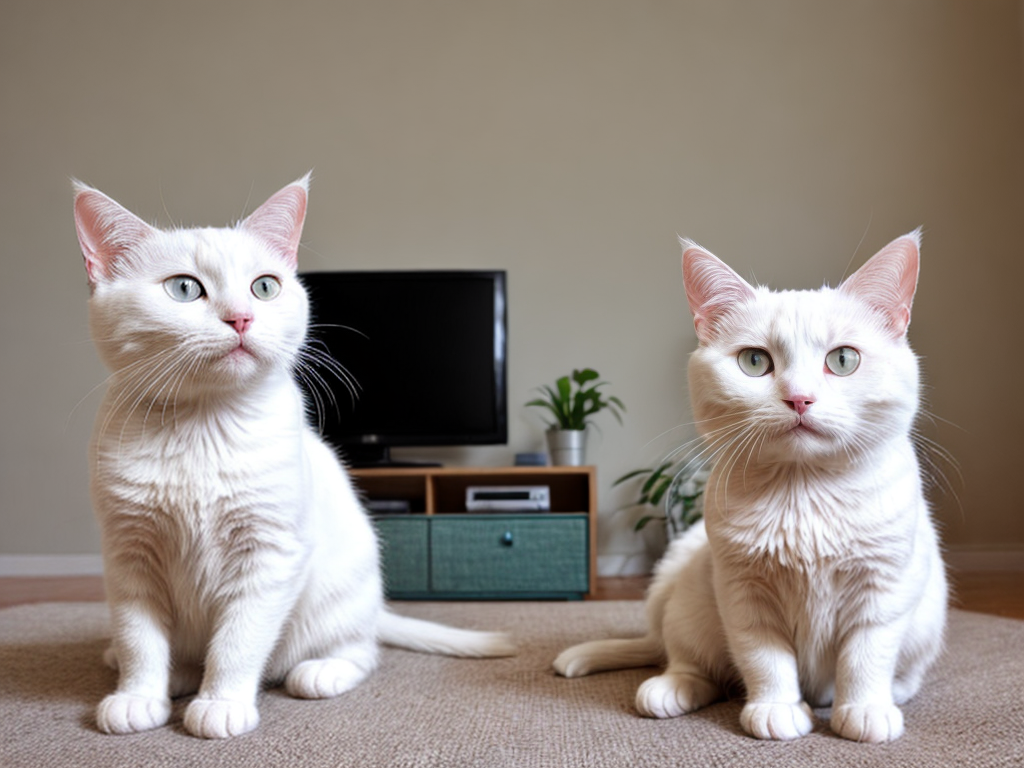 white cat Watching tv