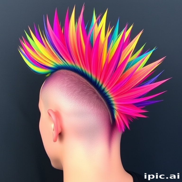 Vibrant and Bold Rainbow Mohawk Hairstyle for Creative Expression