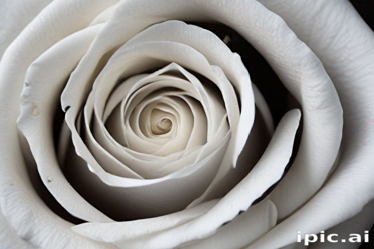 Close-Up View of a Beautiful White Rose Petals in Perfect Spiral Formation