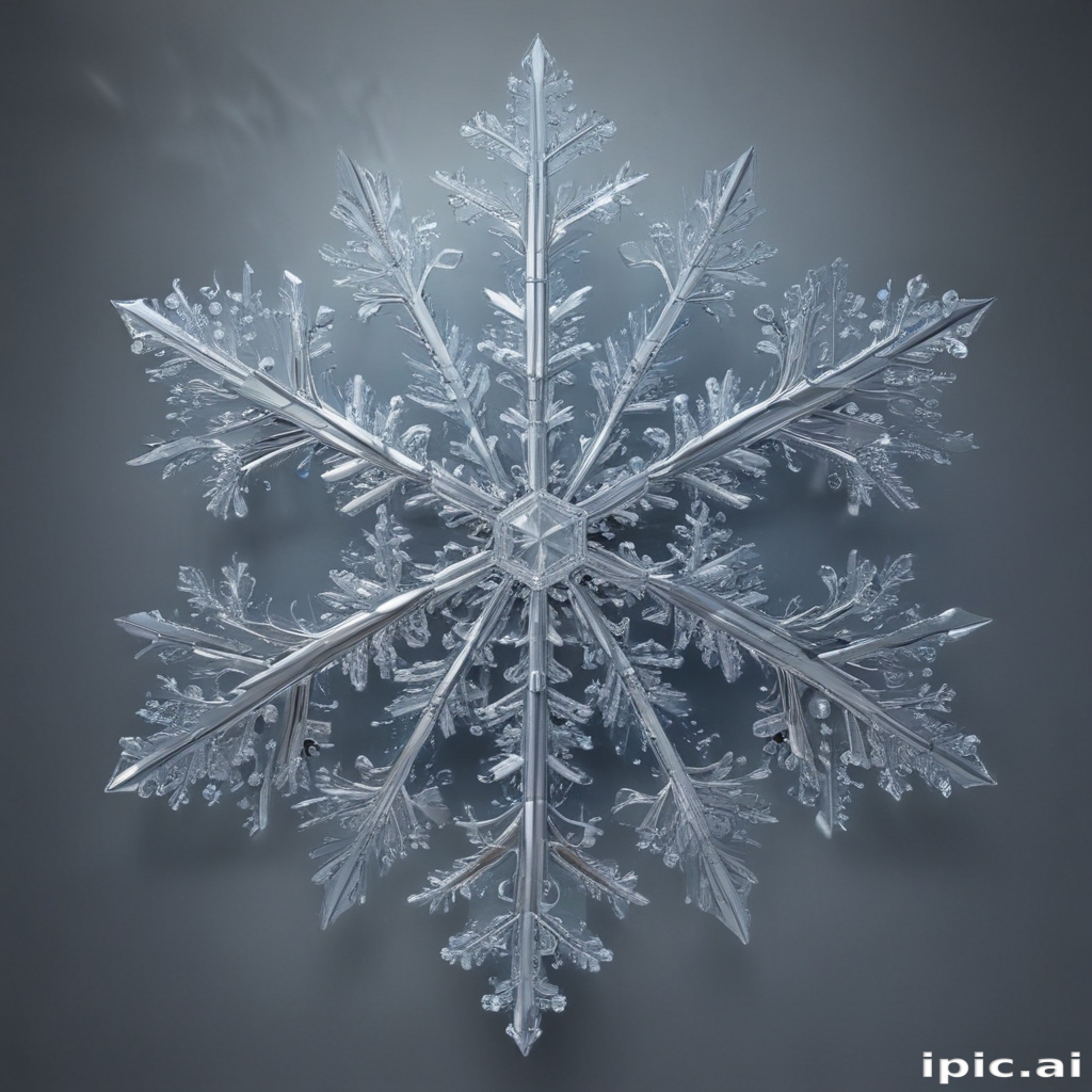 Intricate Crystal Snowflake Design Captured Against a Soft Gray Background