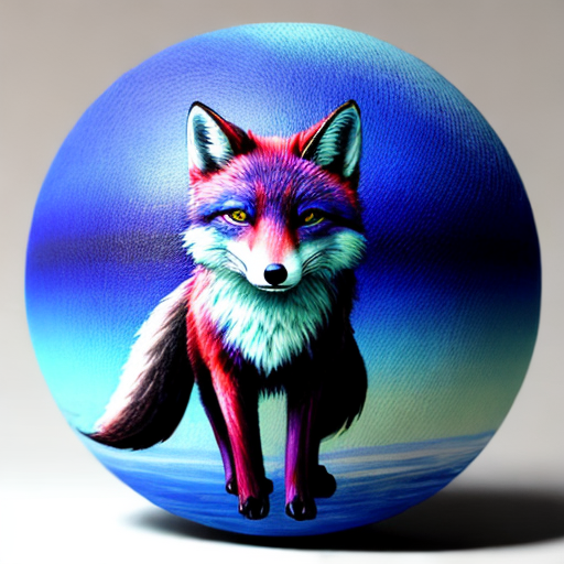 artist impression of a blue fox as a spherical fruit