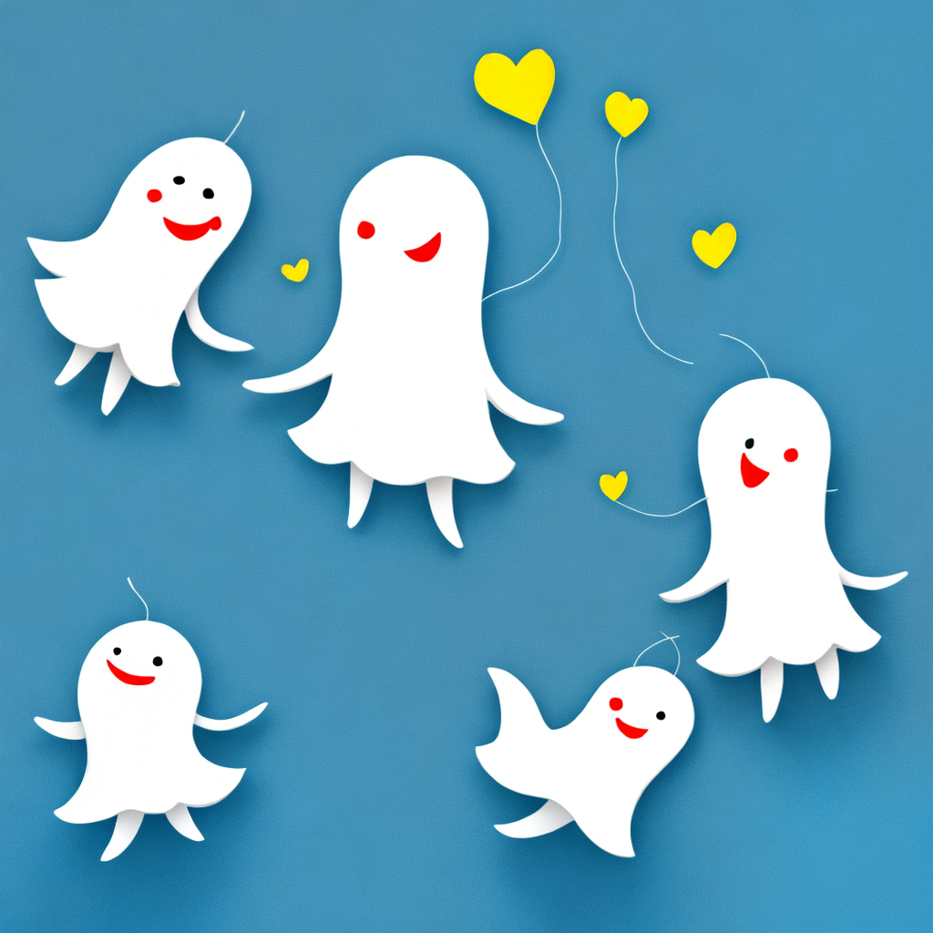 two cartoon ghosts falling in love