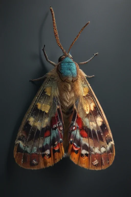 A Stunning Close-Up of a Colorful Moth with Intricate Details and Patterns