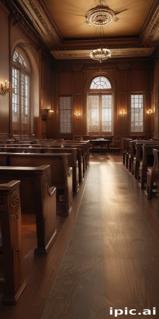 Elegant and Historic Courtroom Interior with Wooden Details and Natural ...