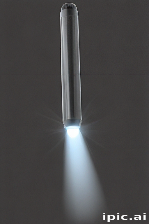 Stylish Metallic Flashlight Emitting Bright Light in Dark Surroundings