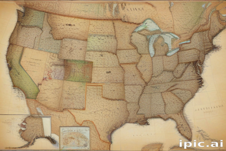 Detailed Historical Map of the United States Highlighting State ...