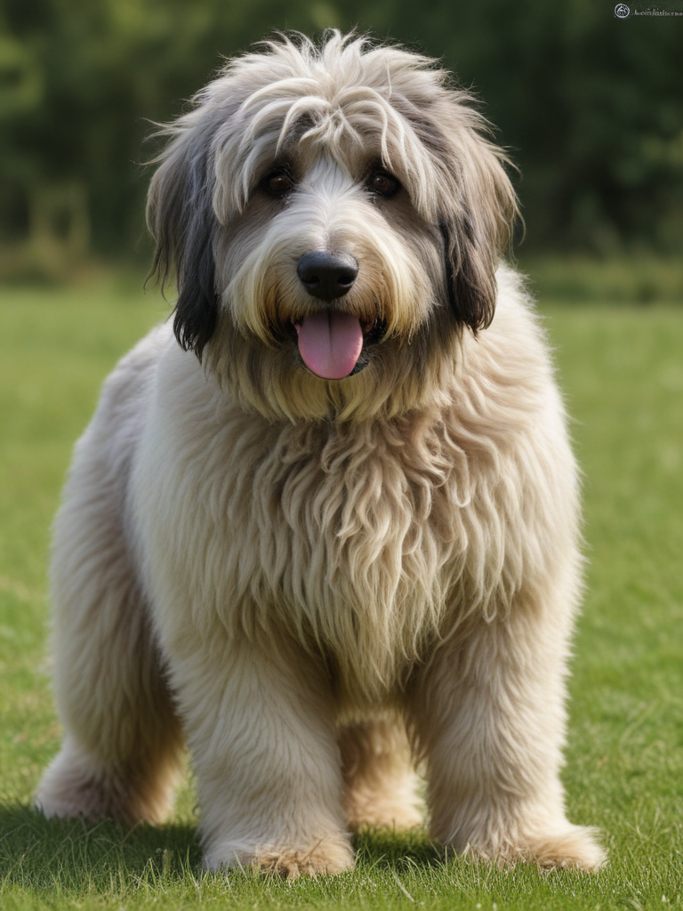 A Fluffy Dog with a Friendly Expression Enjoying a Sunny Day Outdoors.