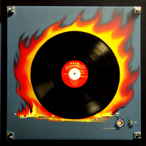 Music record burning by fire