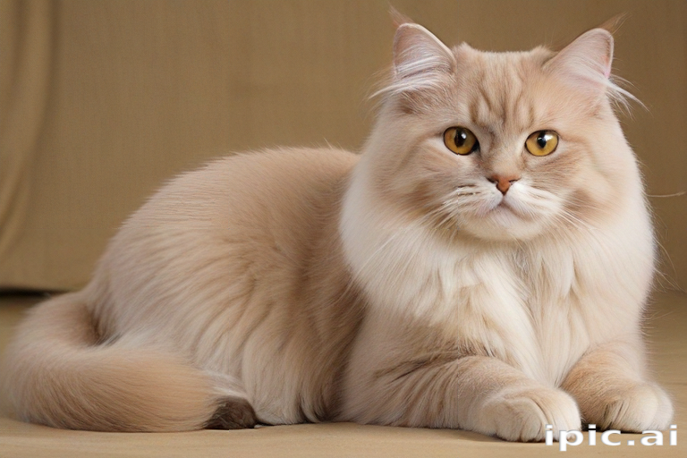 A Beautiful Cream-Colored Cat with Striking Yellow Eyes Resting ...