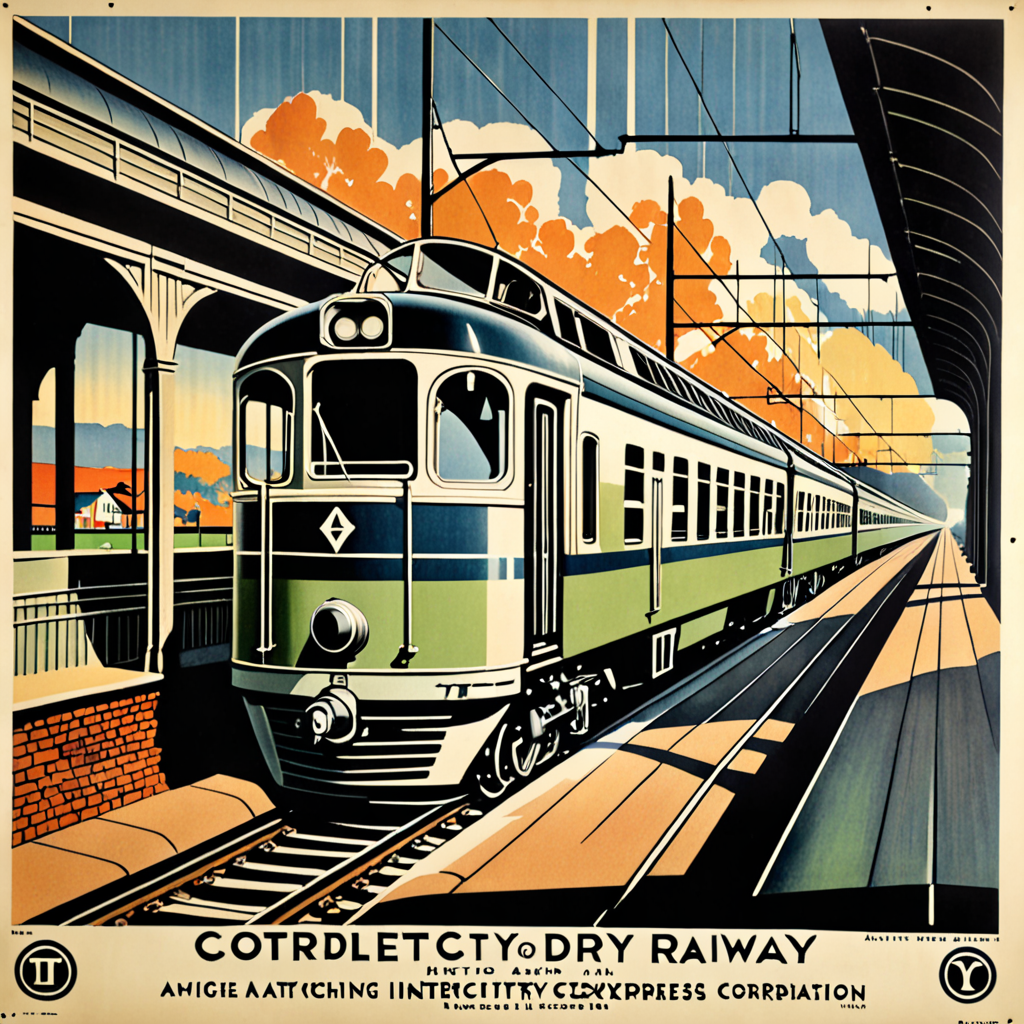art deco streamline railway corporation poster Intercityexpress train