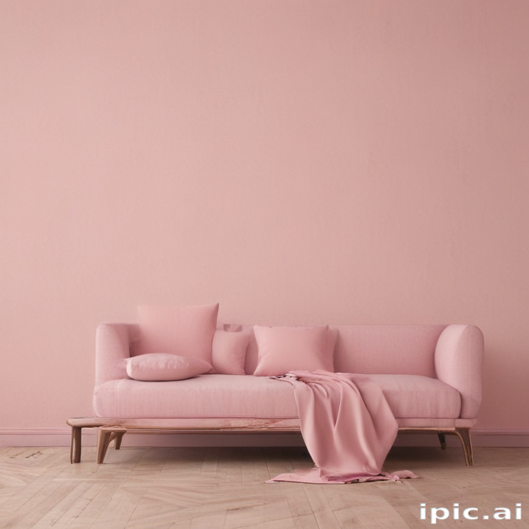 Cozy Pink Living Room Setup Featuring a Soft Sofa and Textiles.
