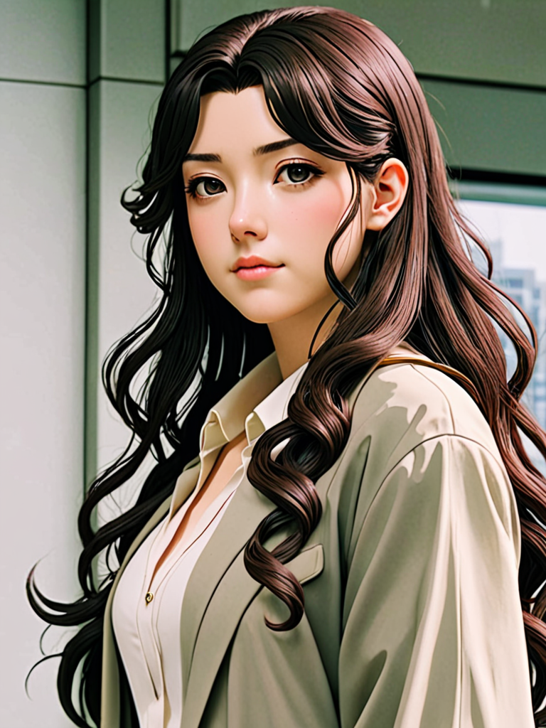 girl, manga, ghost in a shell, cute, anime, long curly brown hair ...