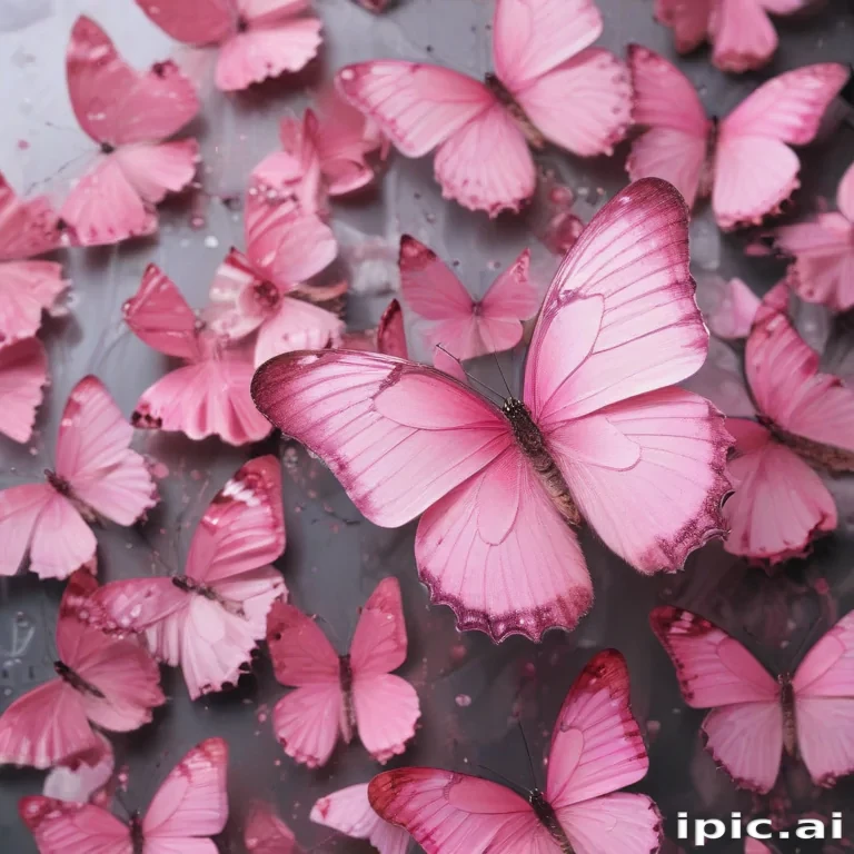 Delicate Pink Butterflies Dancing Gracefully Amongst a Dreamy Floral ...