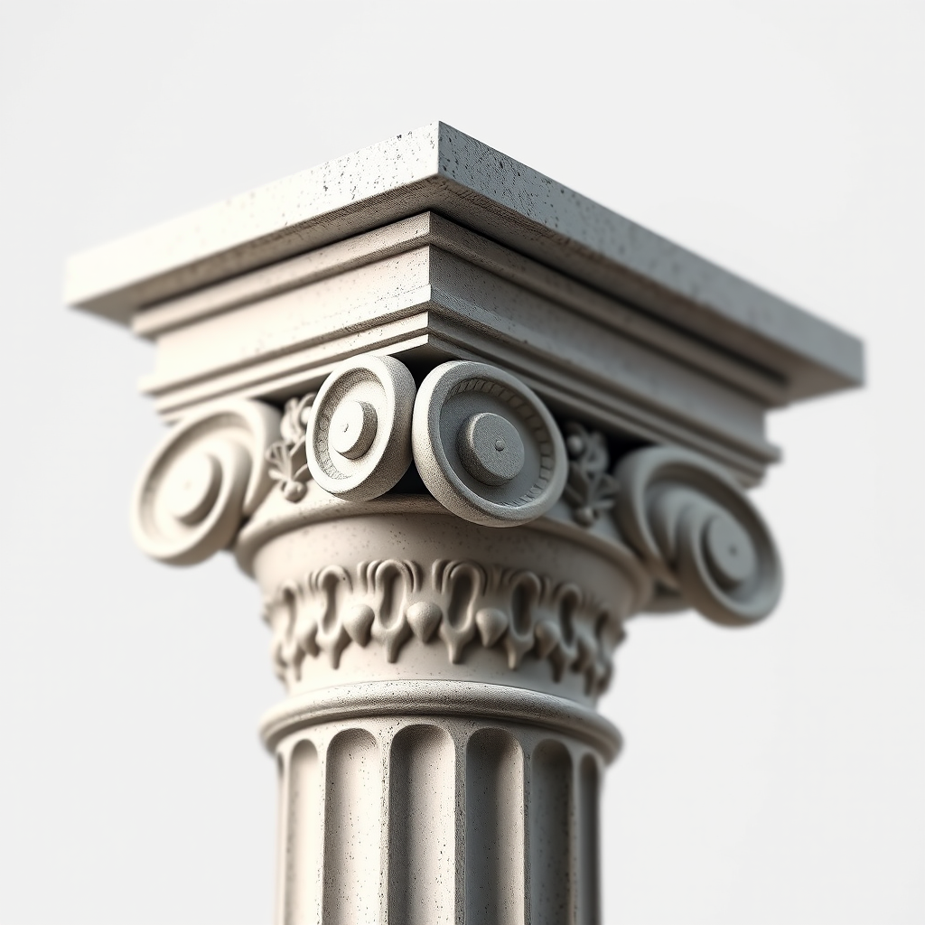 Elegant White Marble Column with Intricate Carvings and Decorative Details