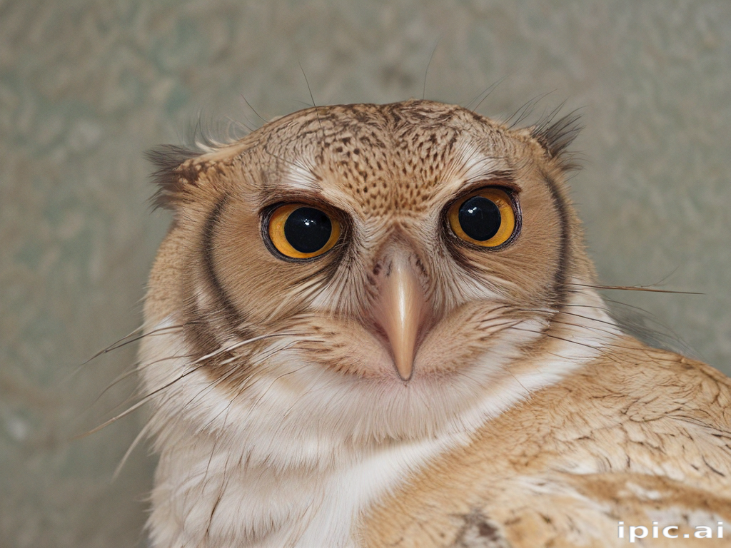 Majestic Owl with Striking Yellow Eyes and Intricate Feather Patterns
