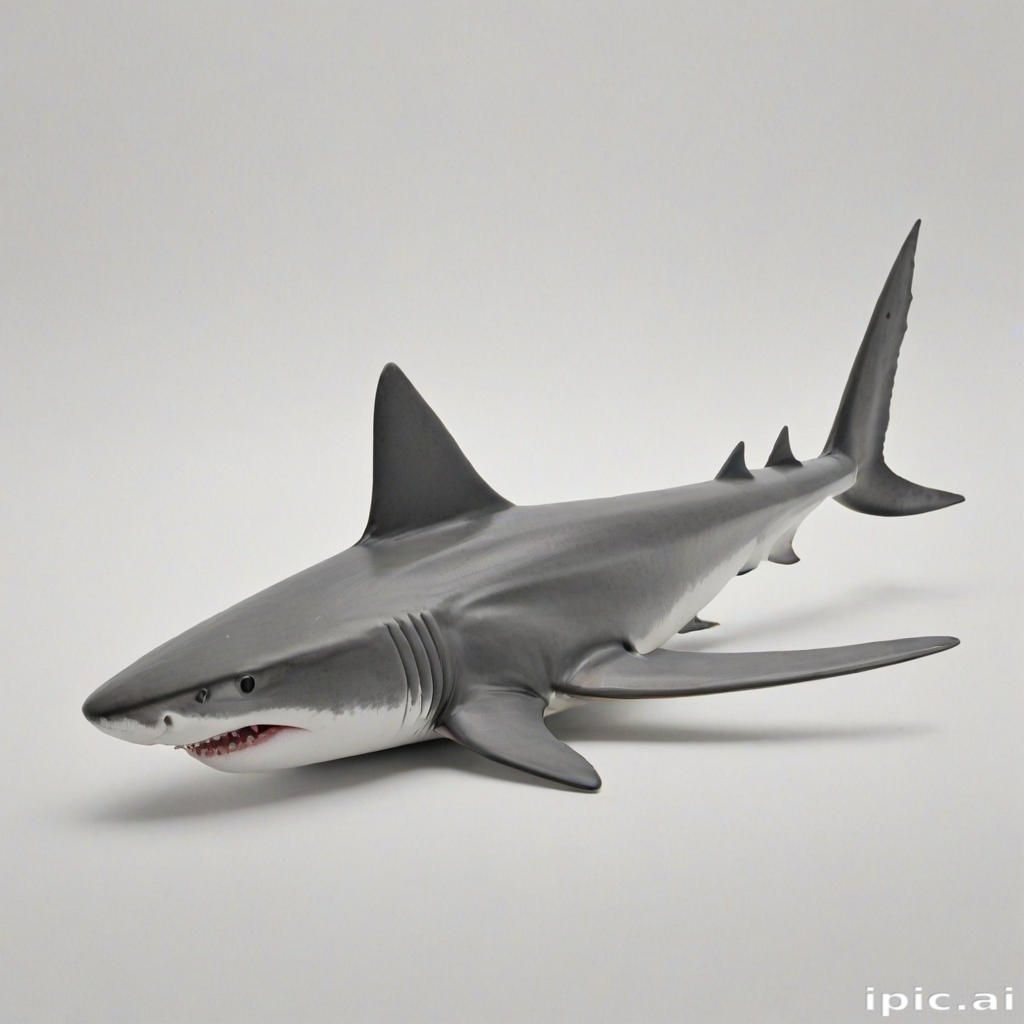 Realistic Model of a Shark Displaying Detailed Features and Fin Structure
