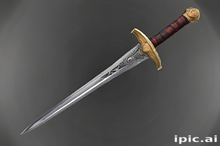 Exquisite Ornate Sword with Intricate Design and Elegant Gold Handle
