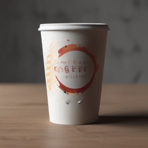 Artistic Coffee Cup Design Featuring Abstract Patterns and Warm Colors