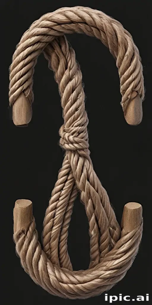 Intricately Twisted Rope Forming an Artistic Abstract Design on Black ...