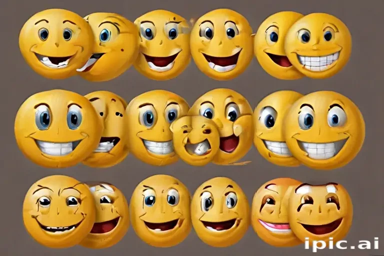 A Colorful Collection of Cheerful Emoji Faces Expressing Various ...