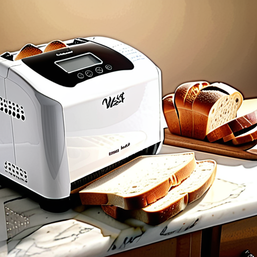 Modern Toaster on a Marble Countertop with Slices of Fresh Bread