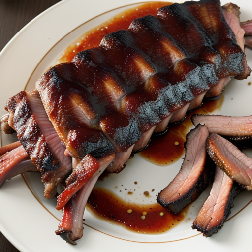 Deliciously Glazed Barbecue Ribs Cooking Over a Fiery Grill Flame