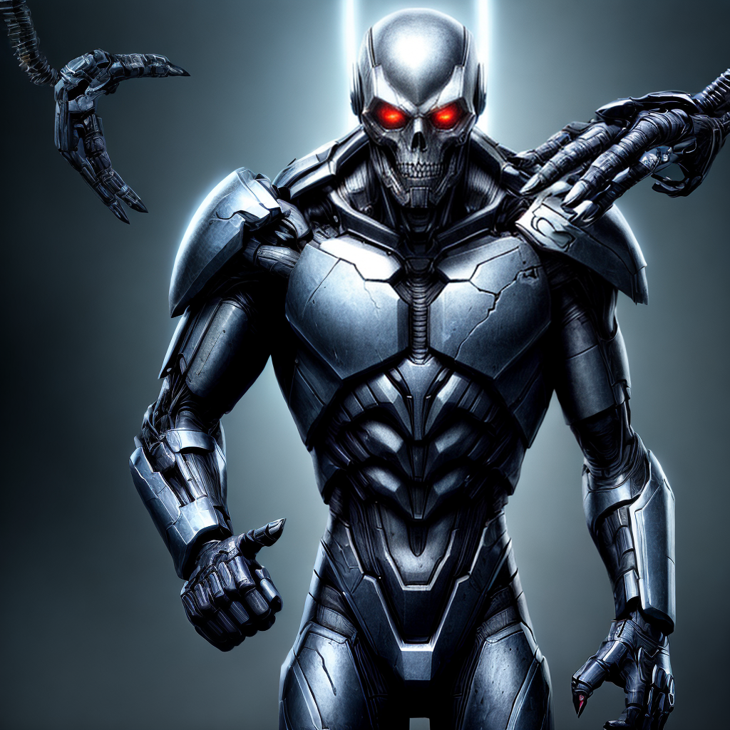 A Death Metal album cover with evil cyborg like humans being operated ...