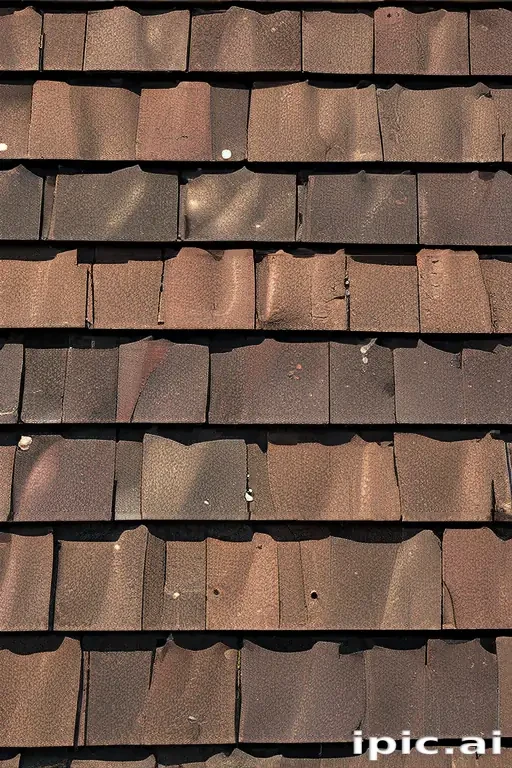 Weathered Roof Shingles Displaying a Rustic Texture and Unique Patterns