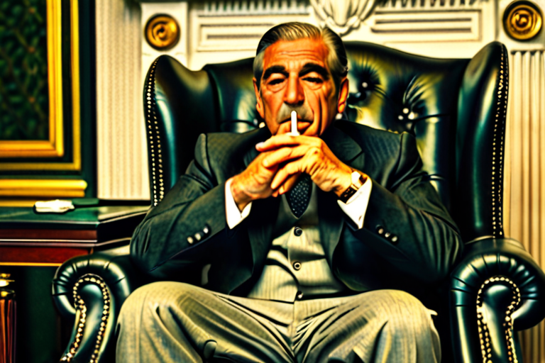 A men Smoking the sigar sit in chair
