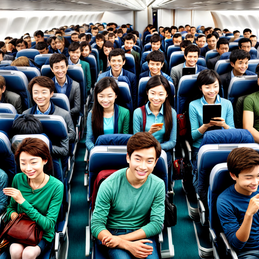 many people sitting in an airplane