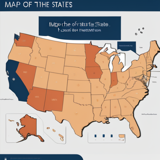 Illustrative Map of the United States Highlighting Different State ...
