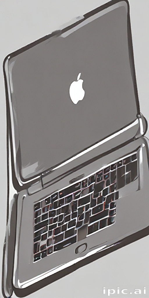 Stylized Illustration of an Open Apple Laptop with a Minimalist Design