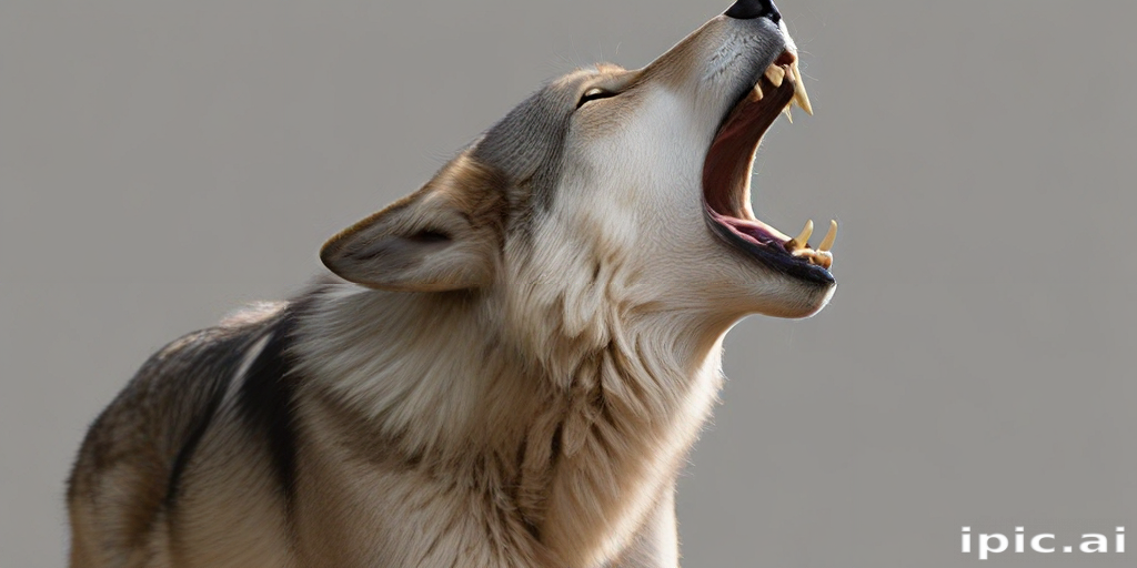 A Majestic Wolf Howling in the Quiet Wilderness Under a Gray Sky