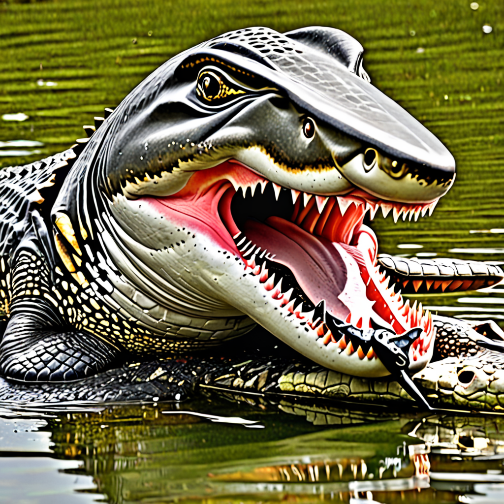 shark eating alligator