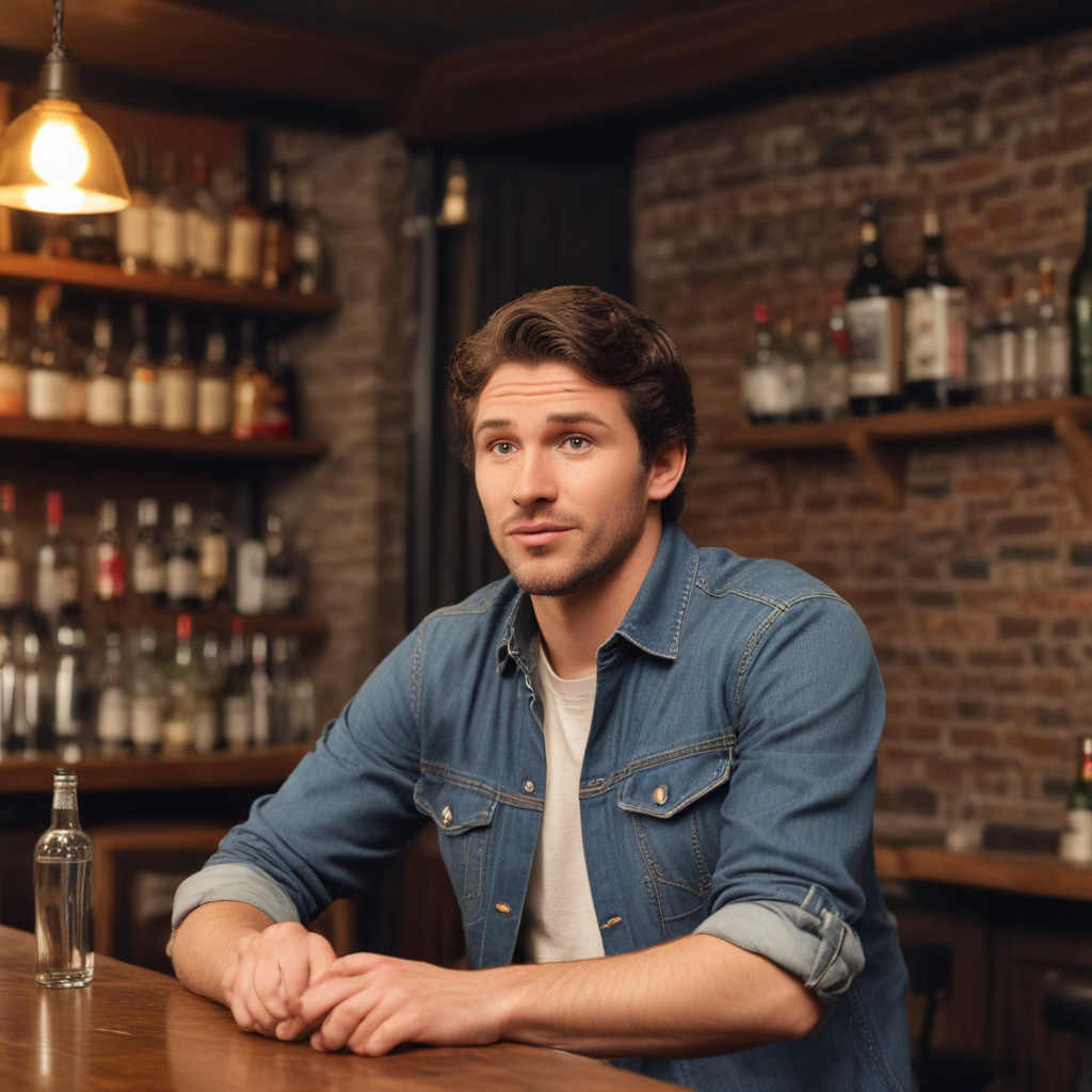 a man doing a stand up comedy on a bar