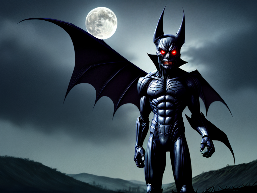 Create a bat with the most evil, scary, and macabre physical appearance ...