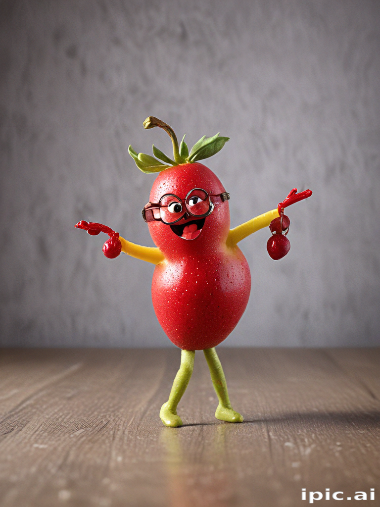 A Cheerful Tomato Character Dancing Joyfully with Playful Accessories ...