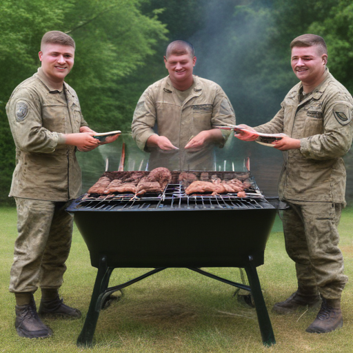 military having a barbeque