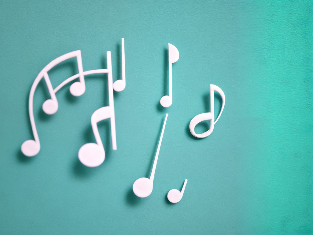 All musical notes on a baby blue background
