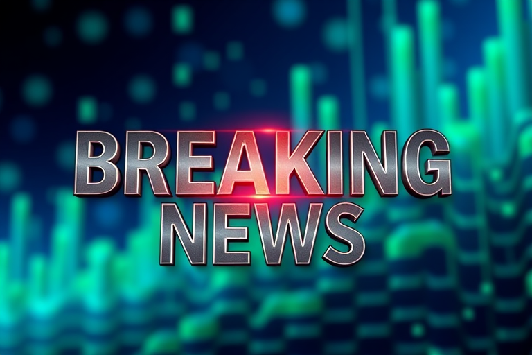 Create an image of the text "BREAKING NEWS" in bold, metallic letters ...