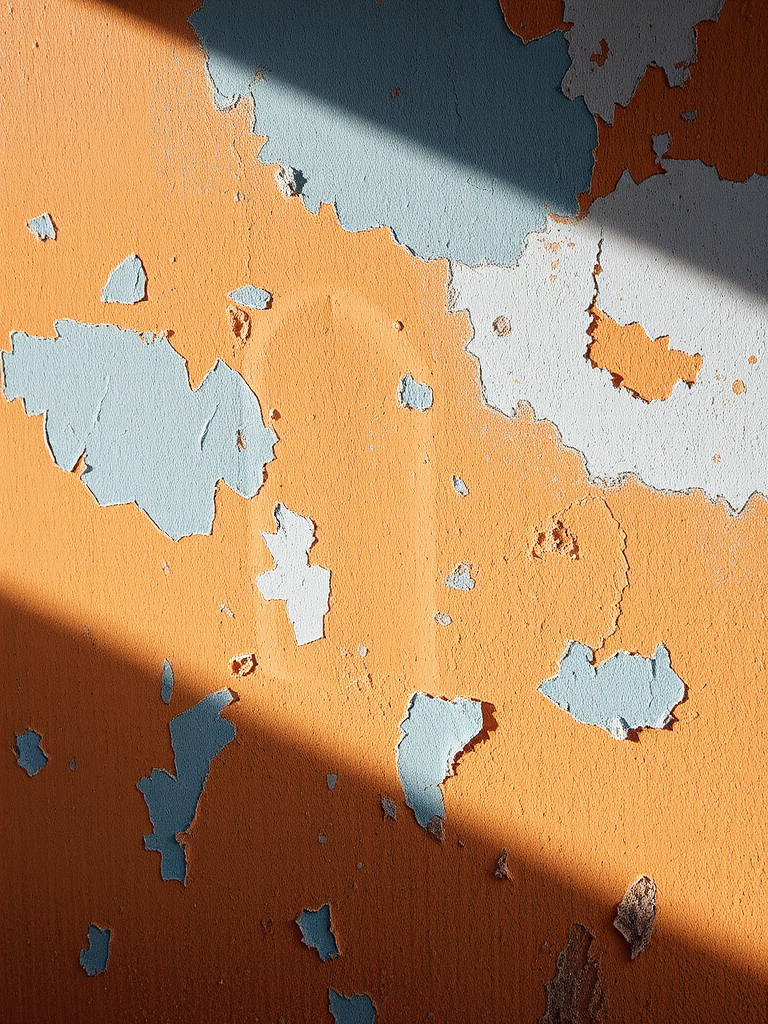 Peeling Paint Reveals Layers of Color on an Old Wall Surface