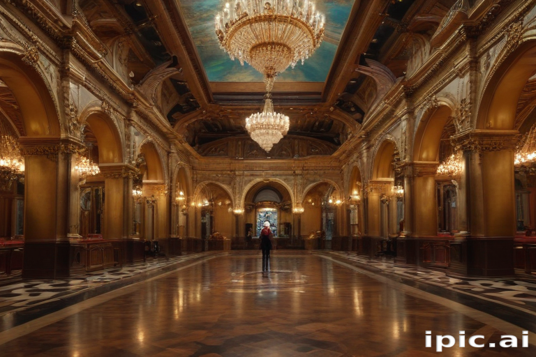 Elegant Grand Hall with Stunning Chandeliers and Intricate ...