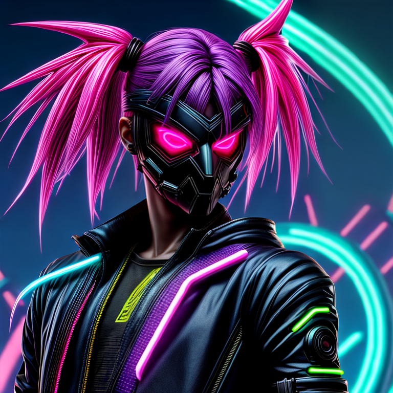 neon cyberpunk anime style character with viper mask from valorant