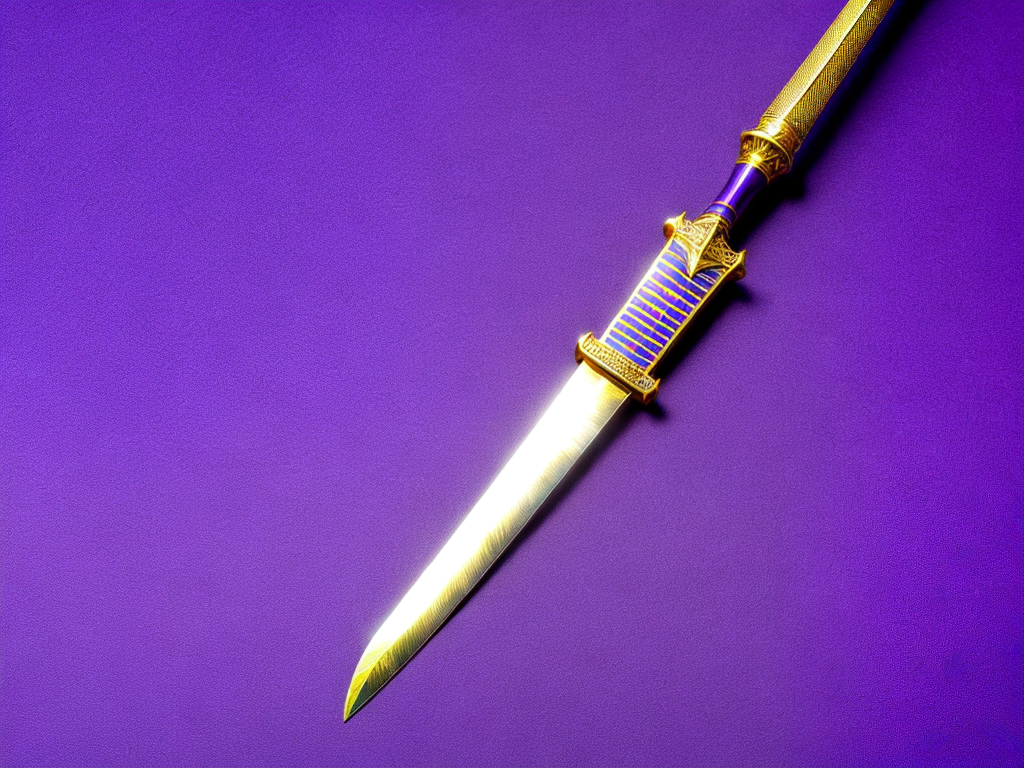 floating egyptian sword object on a purple background