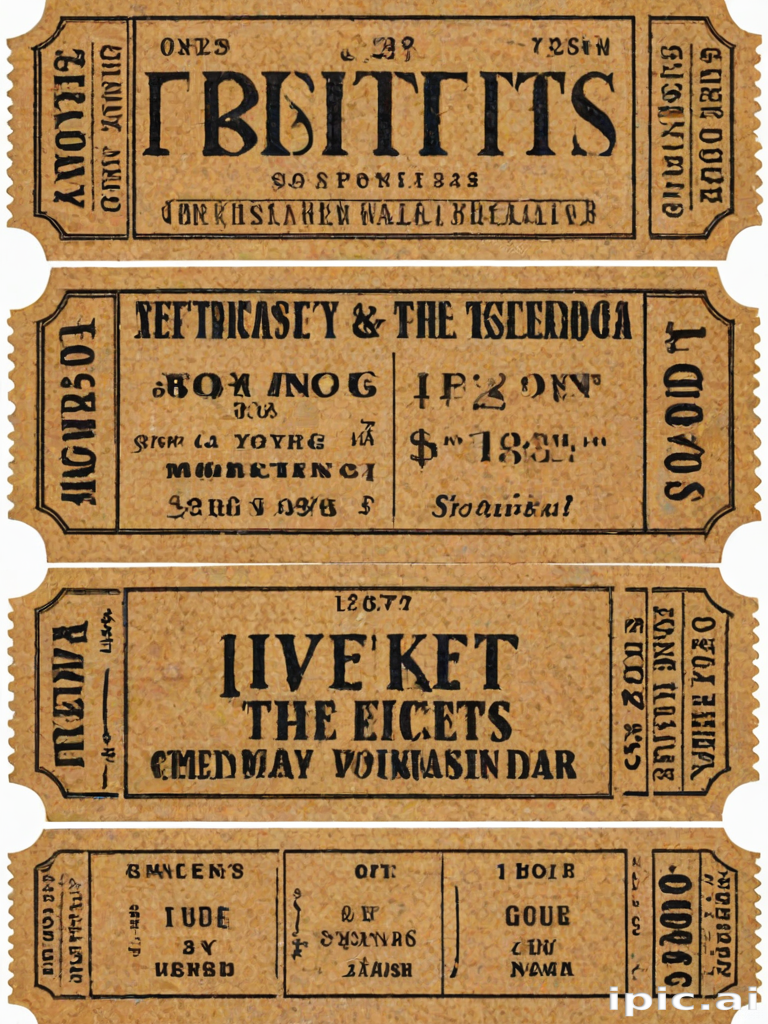 Vintage Ticket Collection Featuring Various Events and Performances ...
