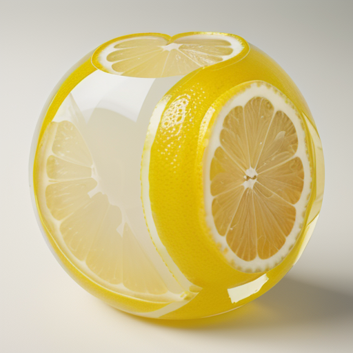 A Creative Representation of a Lemon with Sliced Sections in 3D Design.