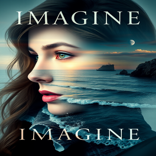 Dreamlike Reflection of a Young Woman Overlooking a Majestic Seascape